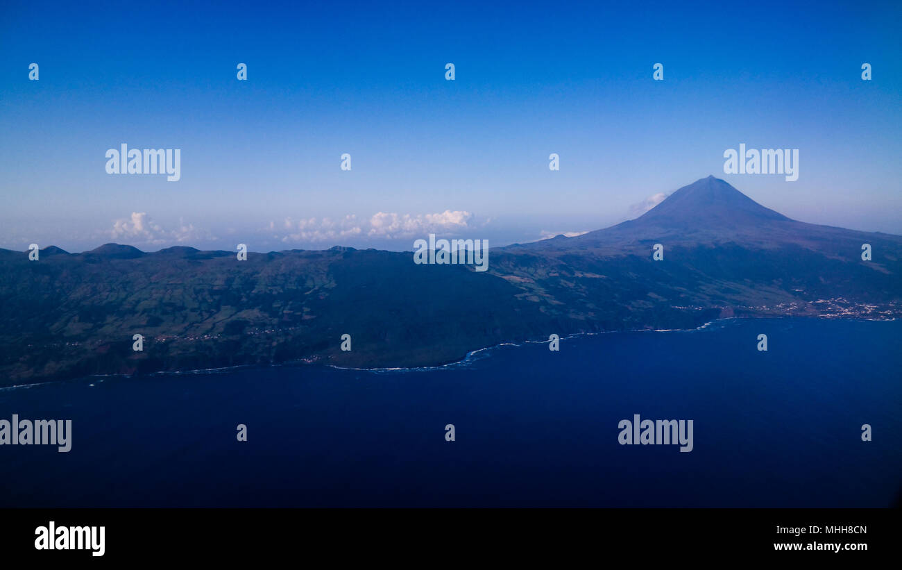 Aerial view to Pico volcano and island Azores,Portugal Stock Photo - Alamy