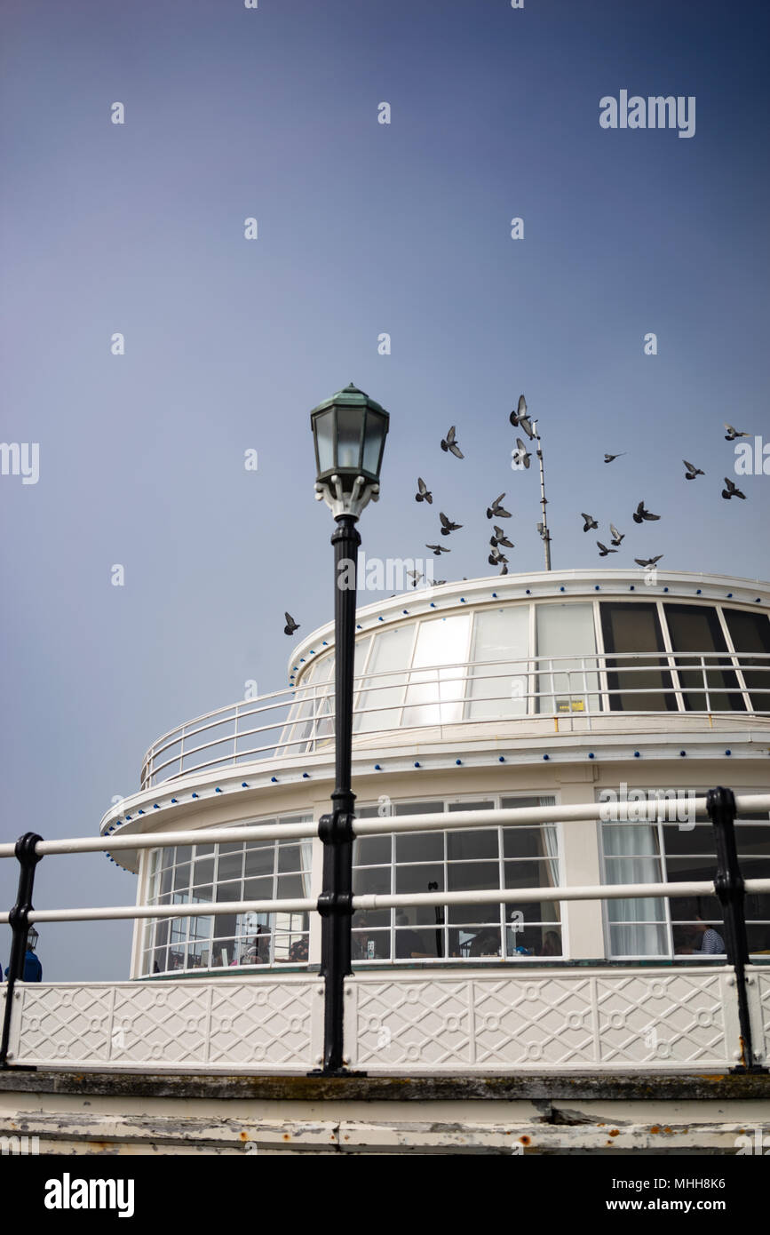 The Victorian pier in Worthing West Sussex, England on a misty day in ...