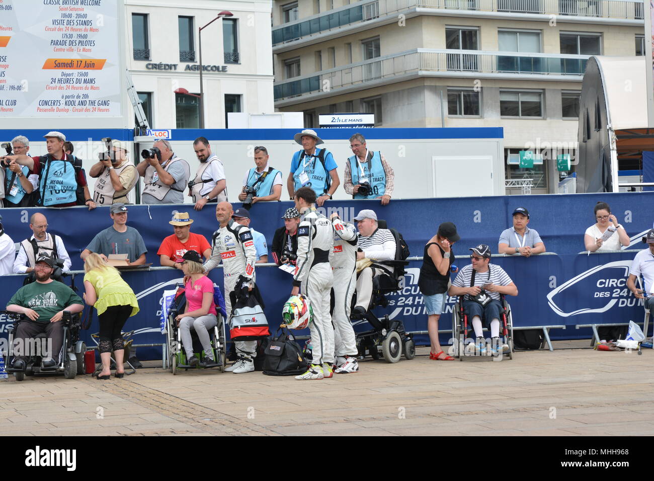 LE MANS, FRANCE - JUNE 11, 2017: Team of racers of Fabien Barthez ...