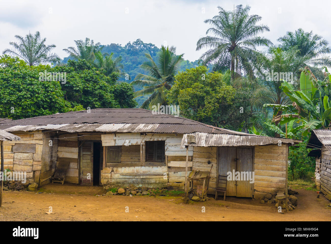 Small poor almost destroyed houses in Africa where people live Stock ...