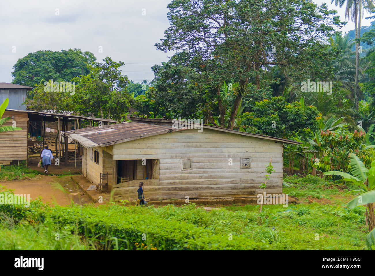 Small poor almost destroyed houses in Africa where people live Stock ...