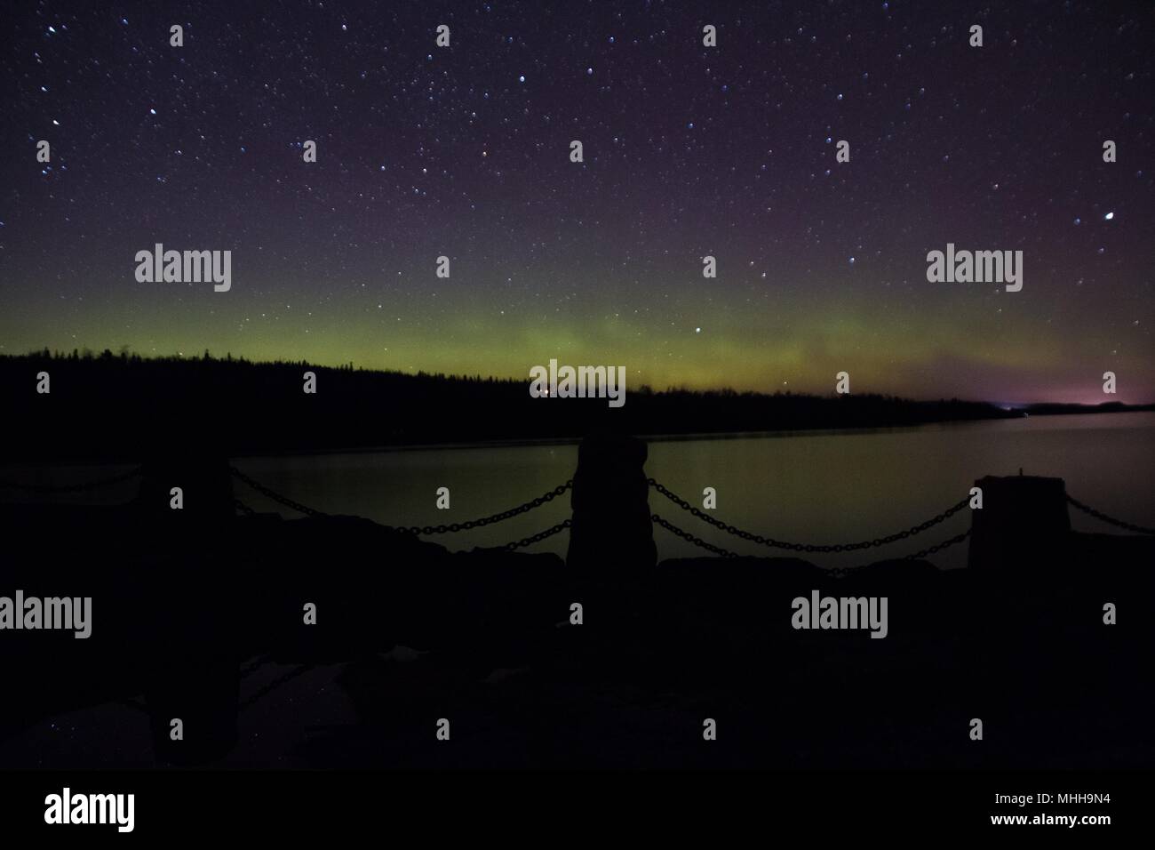 Northern lights and Aurora over Lake Superior on the North Shore of ...