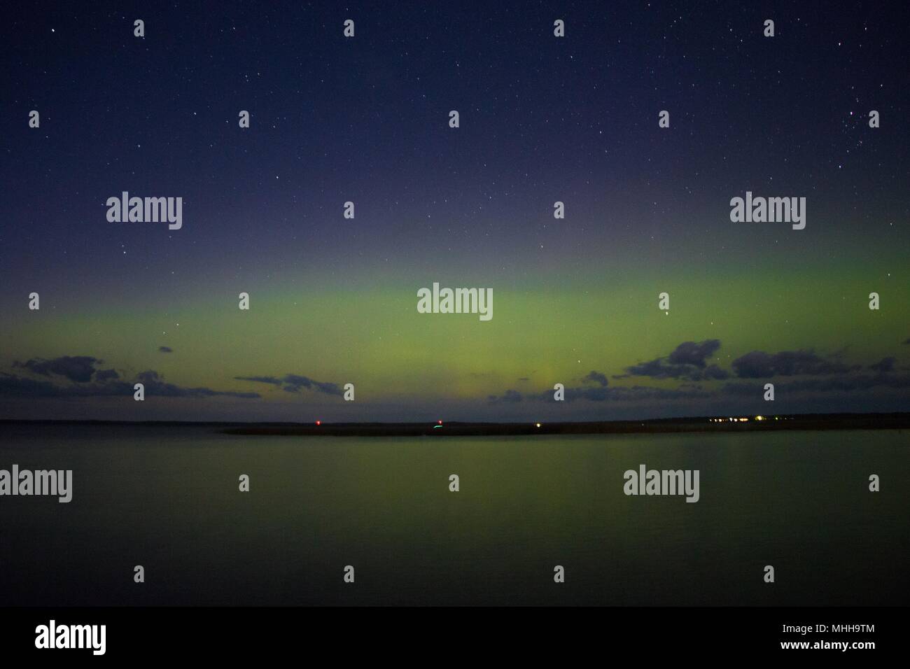 Northern lights and Aurora over Lake Superior on the North Shore of ...