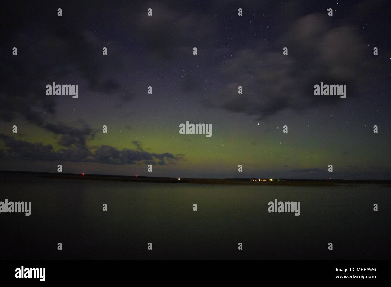 Northern lights and Aurora over Lake Superior on the North Shore of ...