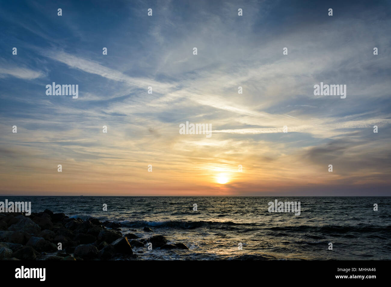 Sunset over the black sea, dramatic and vibrant sky Stock Photo - Alamy