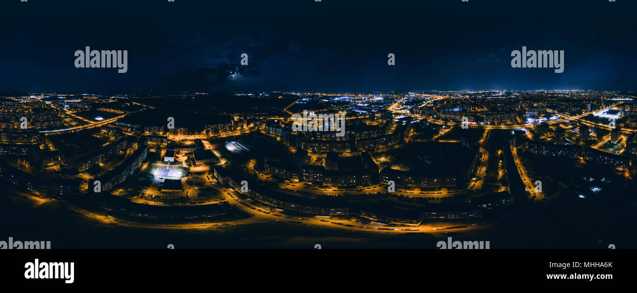 Night Riga 360 VR Drone picture for Virtual reality, Panorama Stock ...