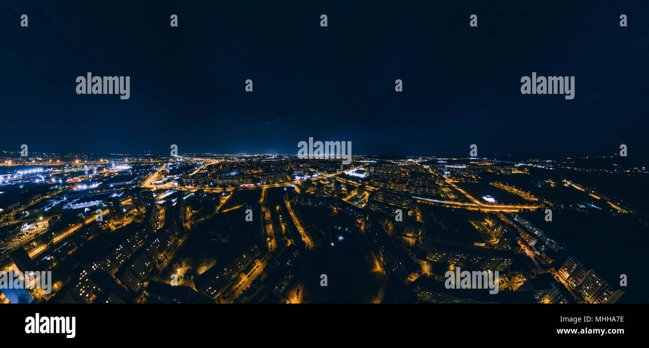 Night Riga 360 VR Drone picture for Virtual reality, Panorama Stock ...