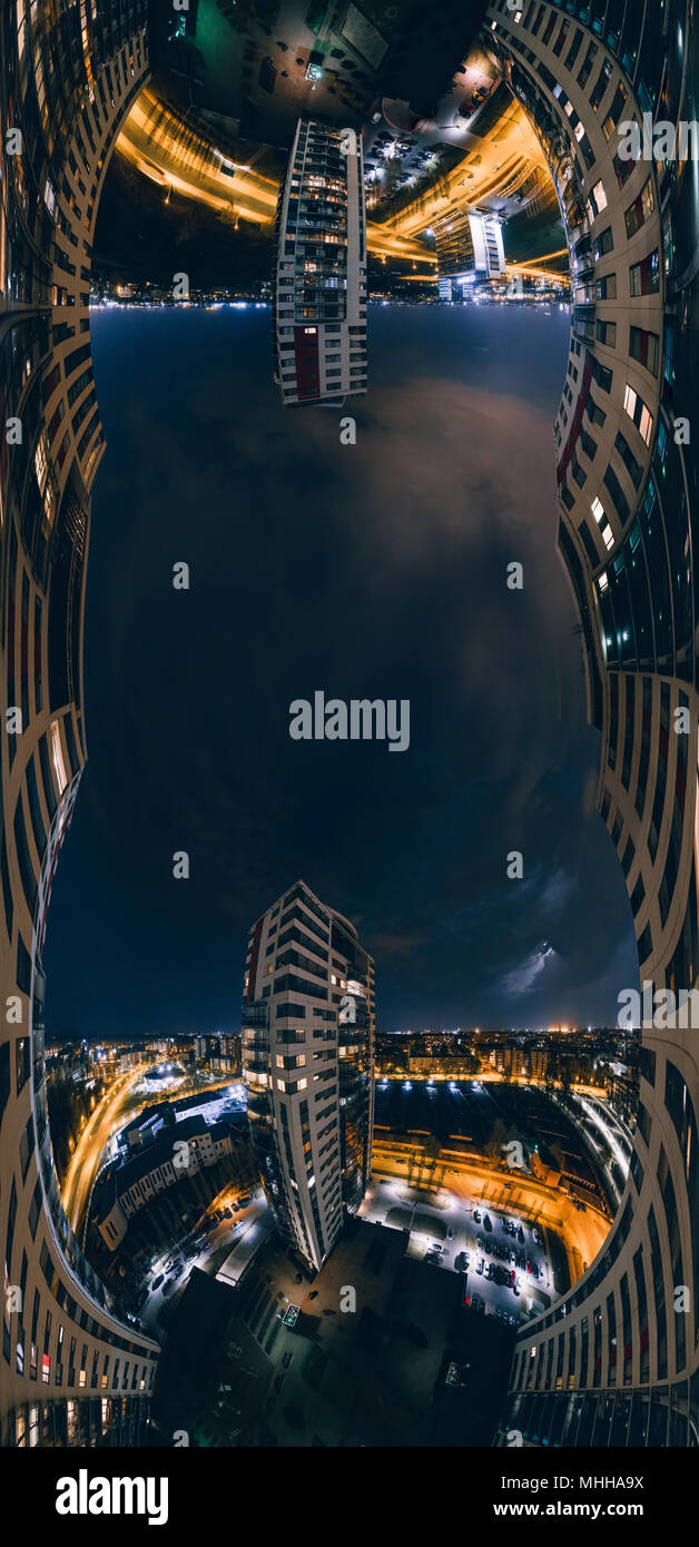 Night Riga 360 VR Drone picture for Virtual reality, Panorama Stock ...