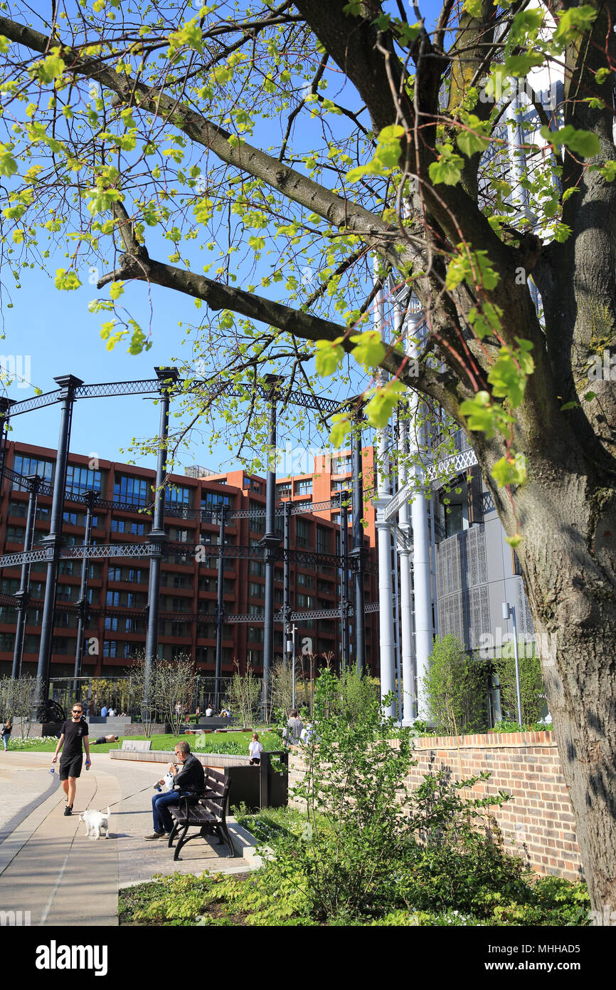 Gasholder Park, with luxury apartments set in the Victorian frames, on ...