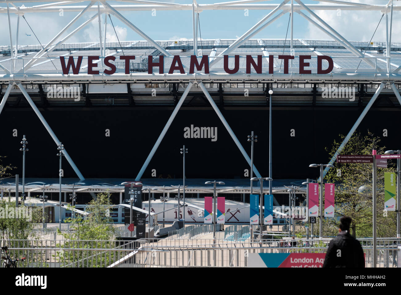 West Ham United signage on the London Stadium, Olympic Park, Stratford ...
