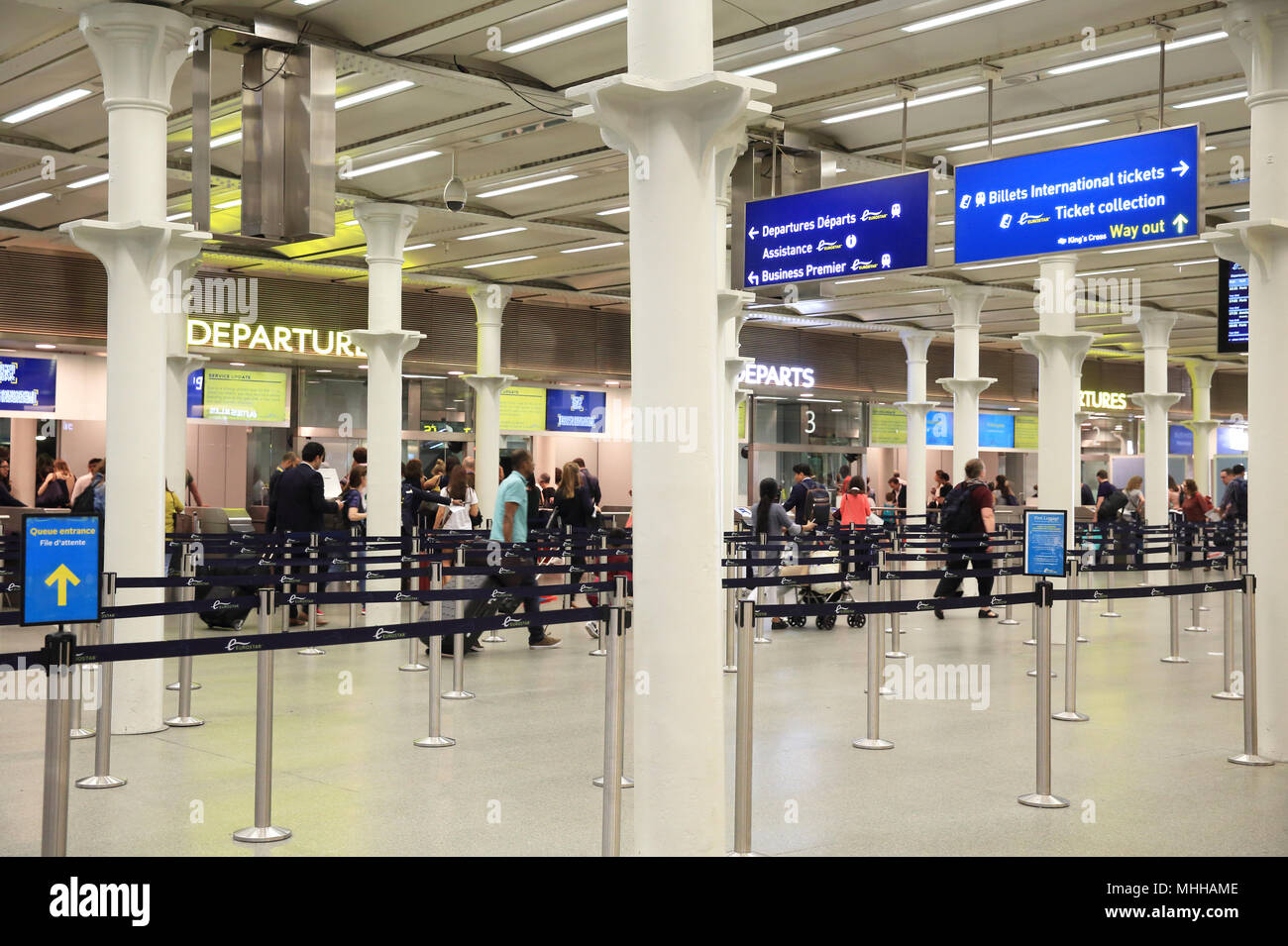 The check-in area for Eurostar trains to Europe at St Pancras ...