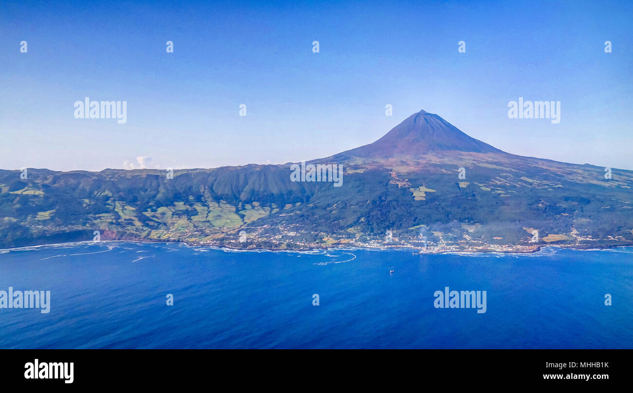 Aerial view to Pico volcano and island Azores,Portugal Stock Photo - Alamy
