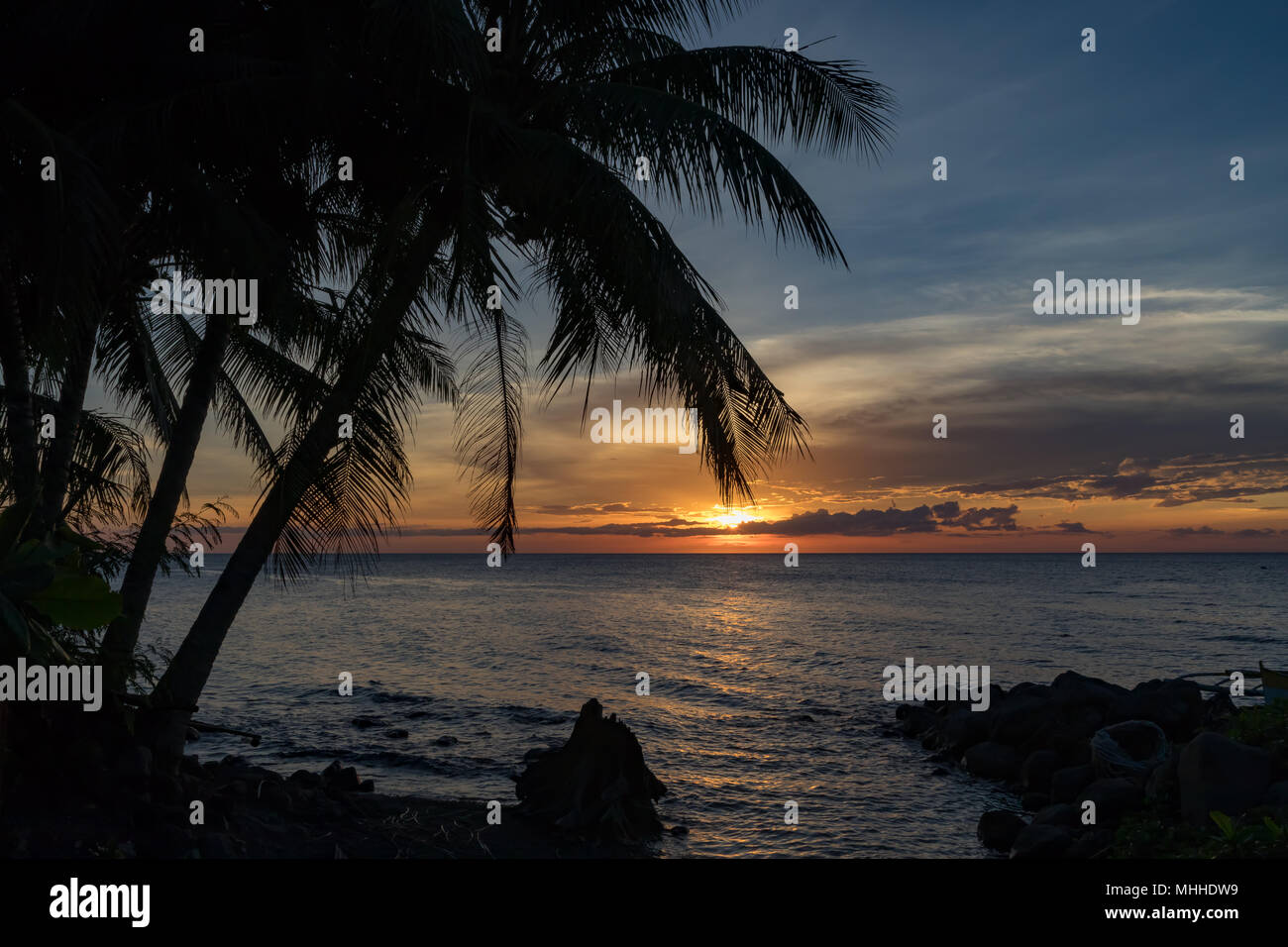 Mambajao Camiguin Philippines April 25, 2018 Sunset at Barangay Yumbing ...