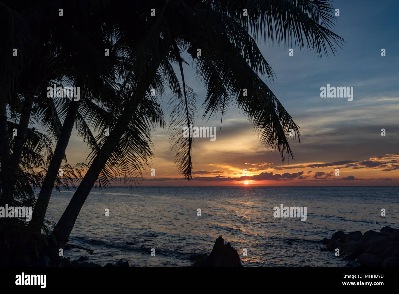 Mambajao Camiguin Philippines April 25, 2018 Sunset at Barangay Yumbing ...