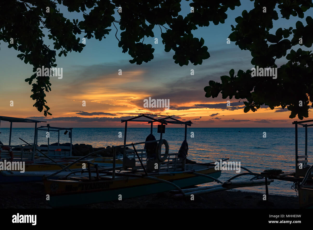 Mambajao Camiguin Philippines April 25, 2018 Sunset at Barangay Yumbing ...