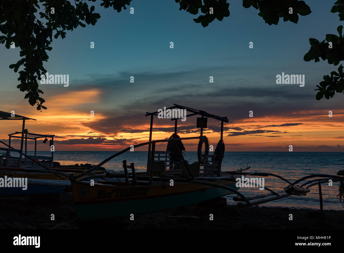 Mambajao Camiguin Philippines April 25, 2018 Sunset at Barangay Yumbing ...