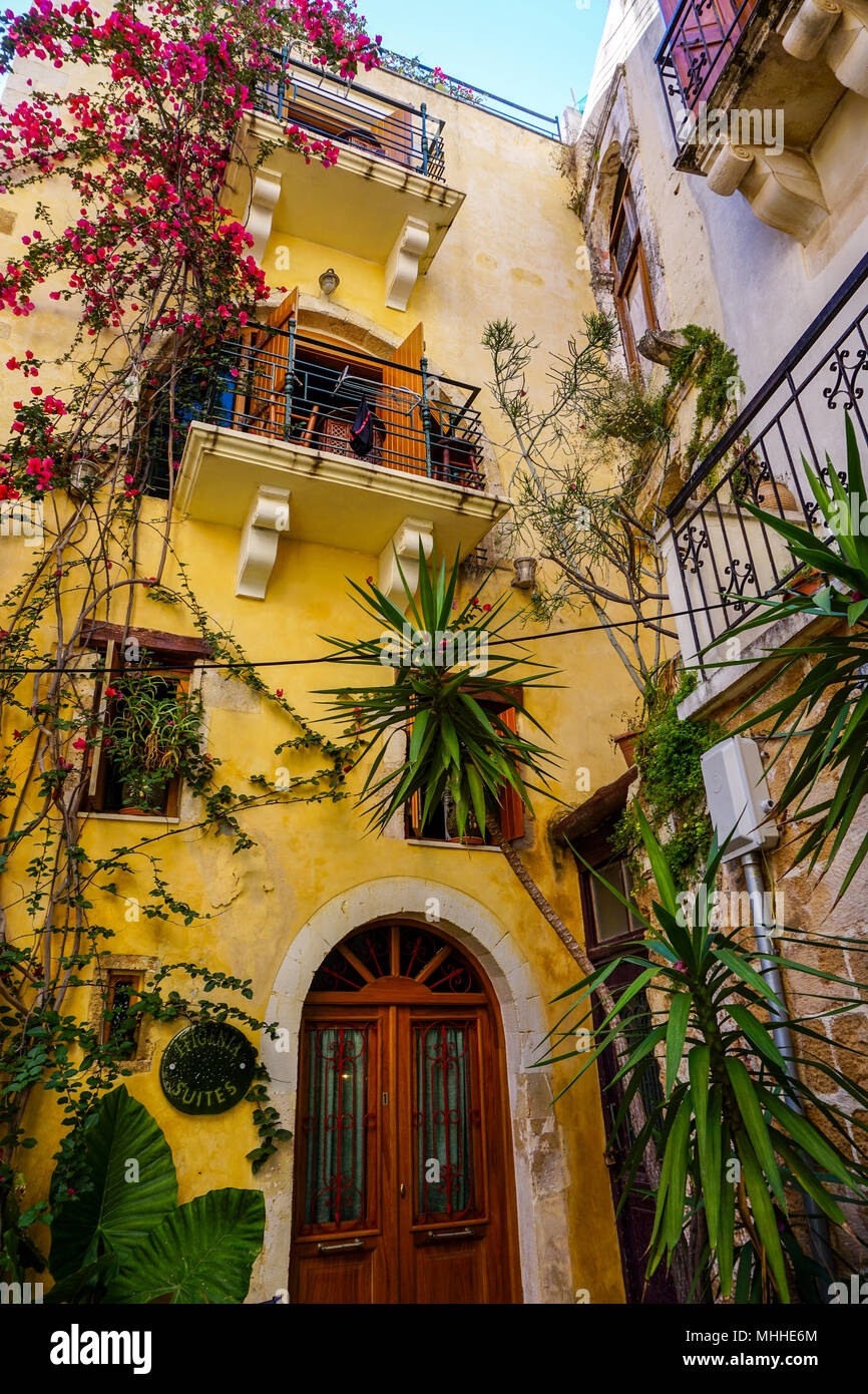 Street scene in Old Town Chania, Crete, Greece Stock Photo - Alamy