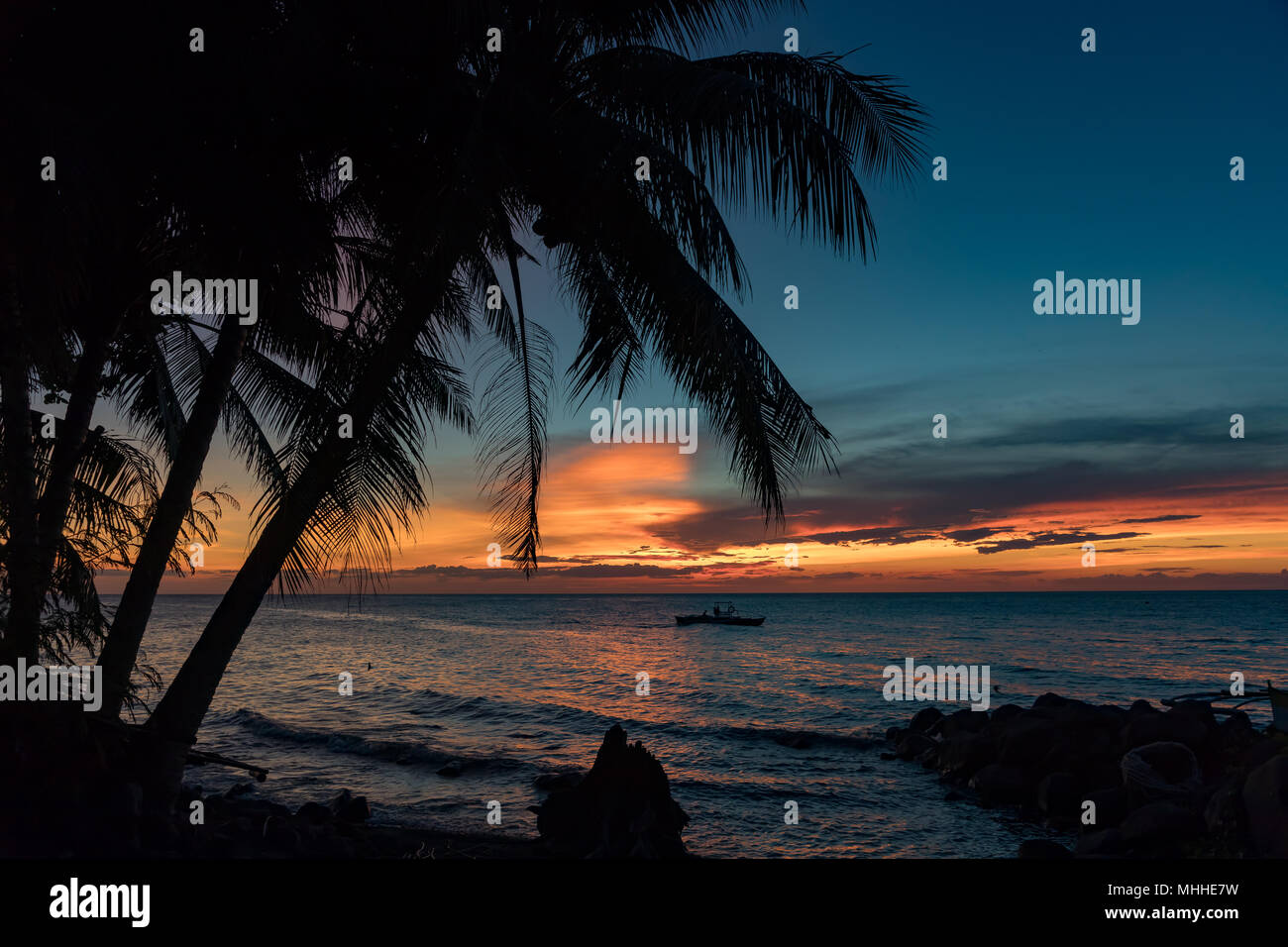 Mambajao Camiguin Philippines April 25, 2018 Sunset at Barangay Yumbing ...