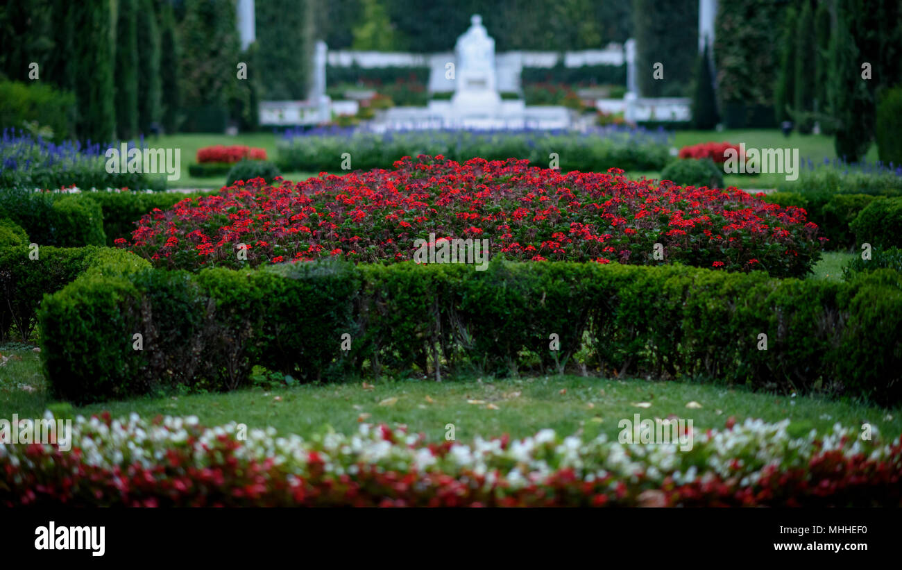 The Volksgarten public park has many flowers in Vienna, Austria Stock ...