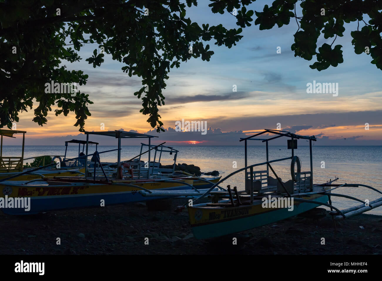 Mambajao Camiguin Philippines April 26, 2018 Sunset at Barangay Yumbing ...