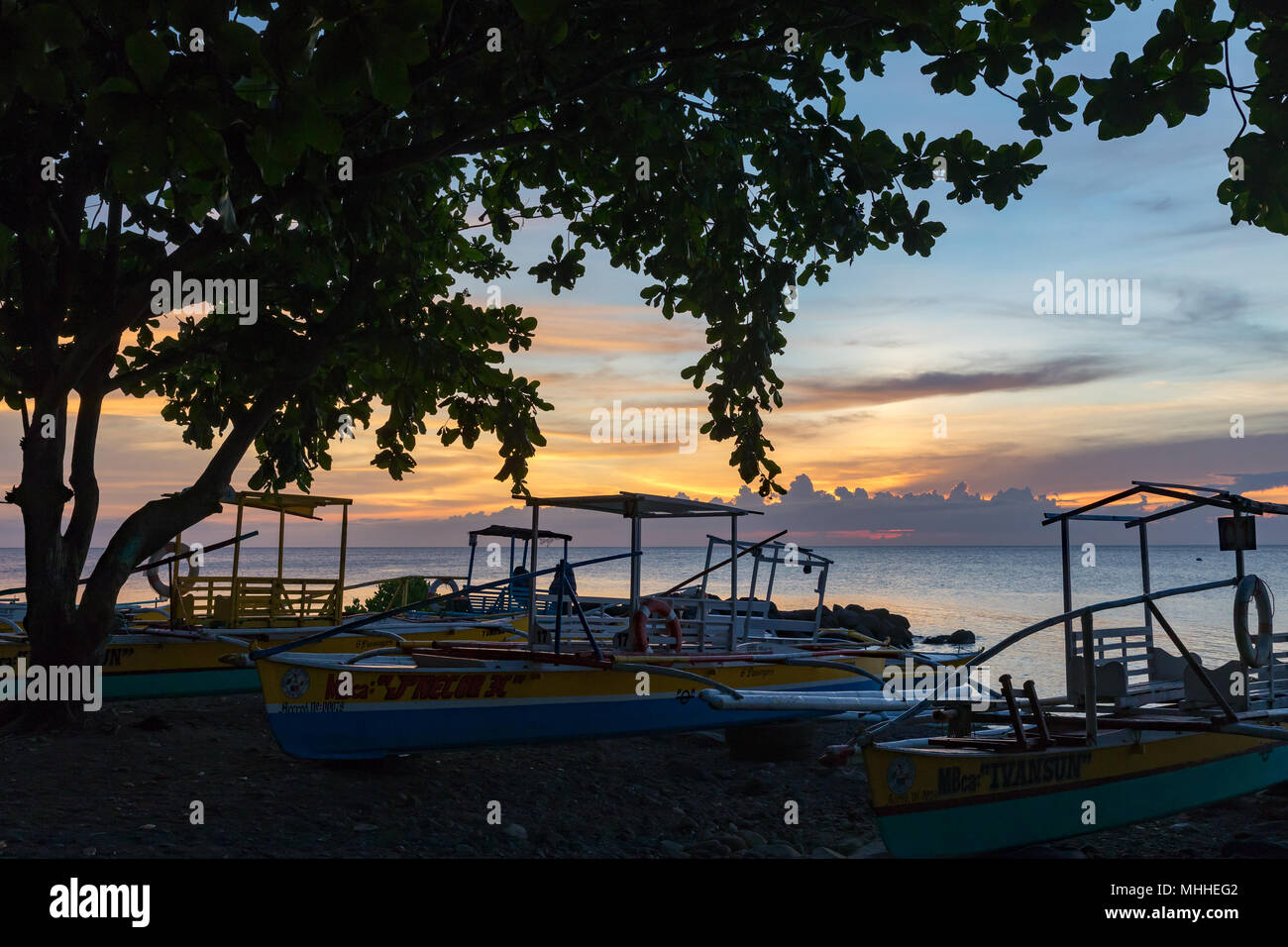 Mambajao Camiguin Philippines April 26, 2018 Sunset at Barangay Yumbing ...