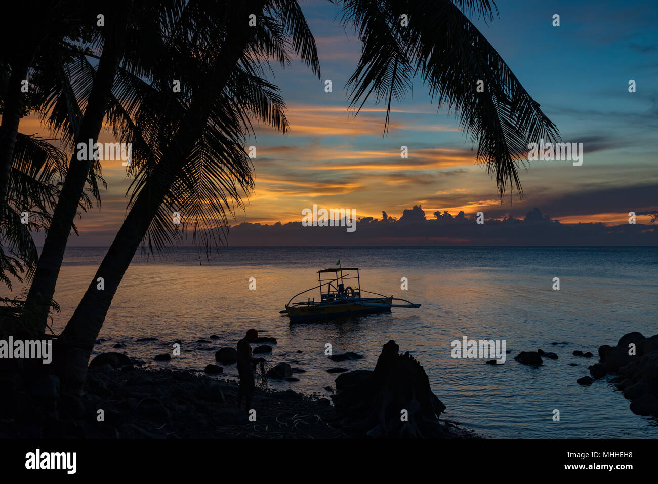 Mambajao Camiguin Philippines April 26, 2018 Sunset at Barangay Yumbing ...