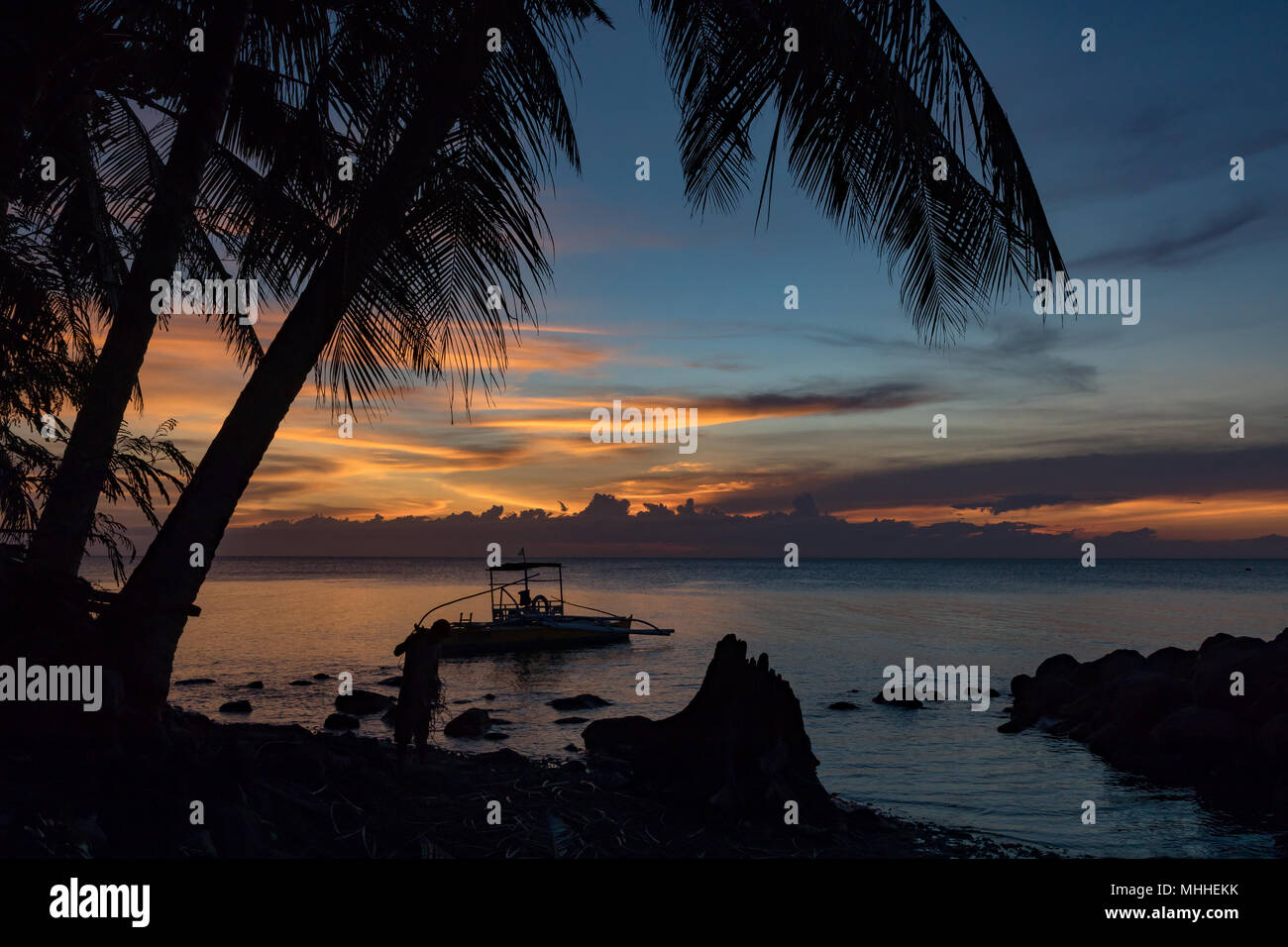 Mambajao Camiguin Philippines April 26, 2018 Sunset at Barangay Yumbing ...