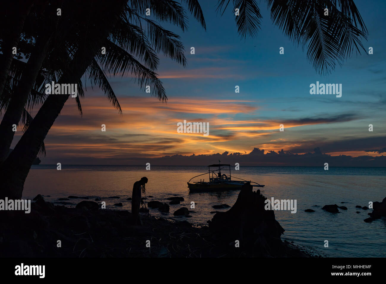 Mambajao Camiguin Philippines April 26, 2018 Sunset at Barangay Yumbing ...