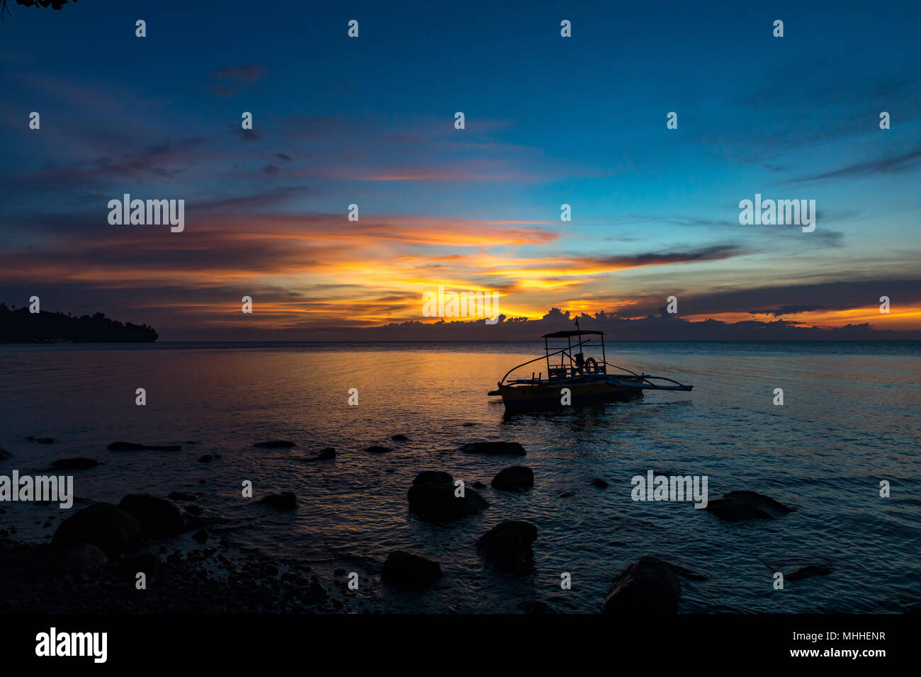 Mambajao Camiguin Philippines April 26, 2018 Sunset at Barangay Yumbing ...