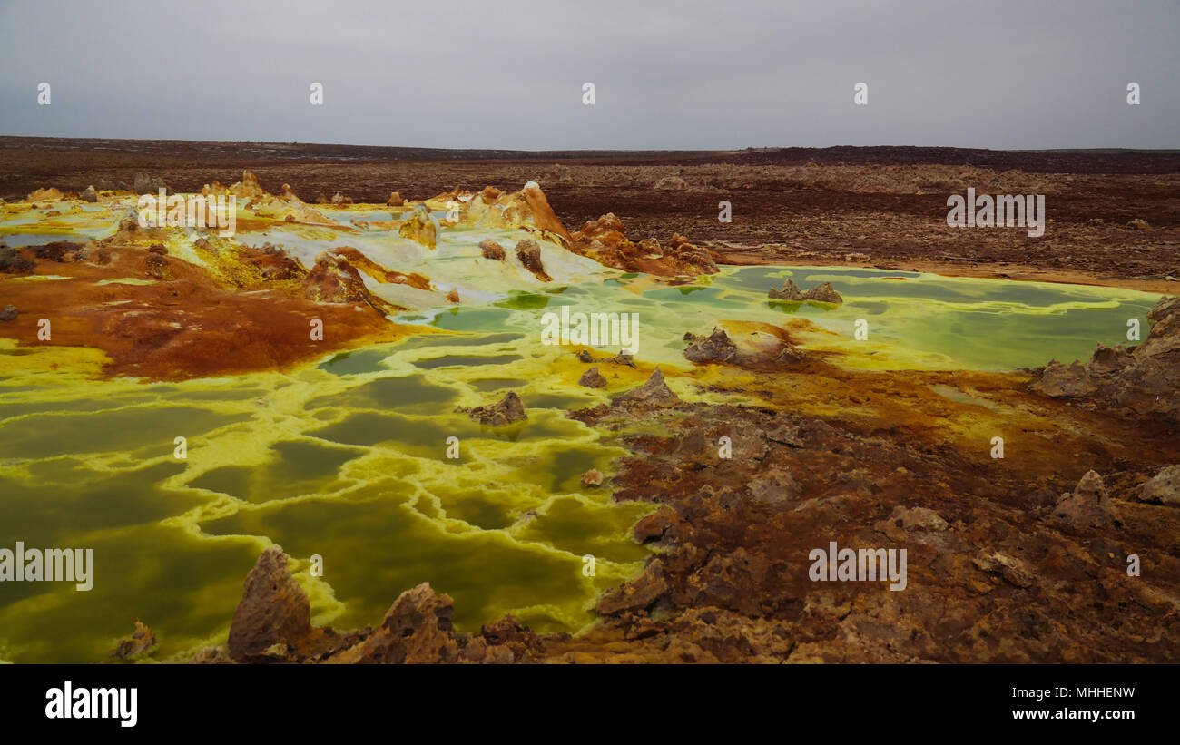 Panorama inside Dallol volcanic crater in Danakil depression, Afar ...