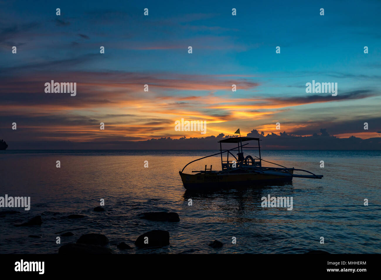 Mambajao Camiguin Philippines April 26, 2018 Sunset at Barangay Yumbing ...
