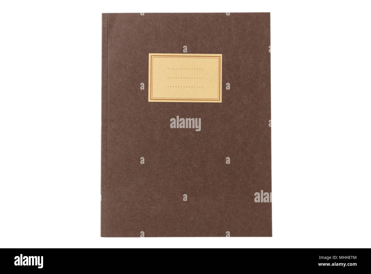 Brown school notebook or diary, old fashioned, isolated on white ...