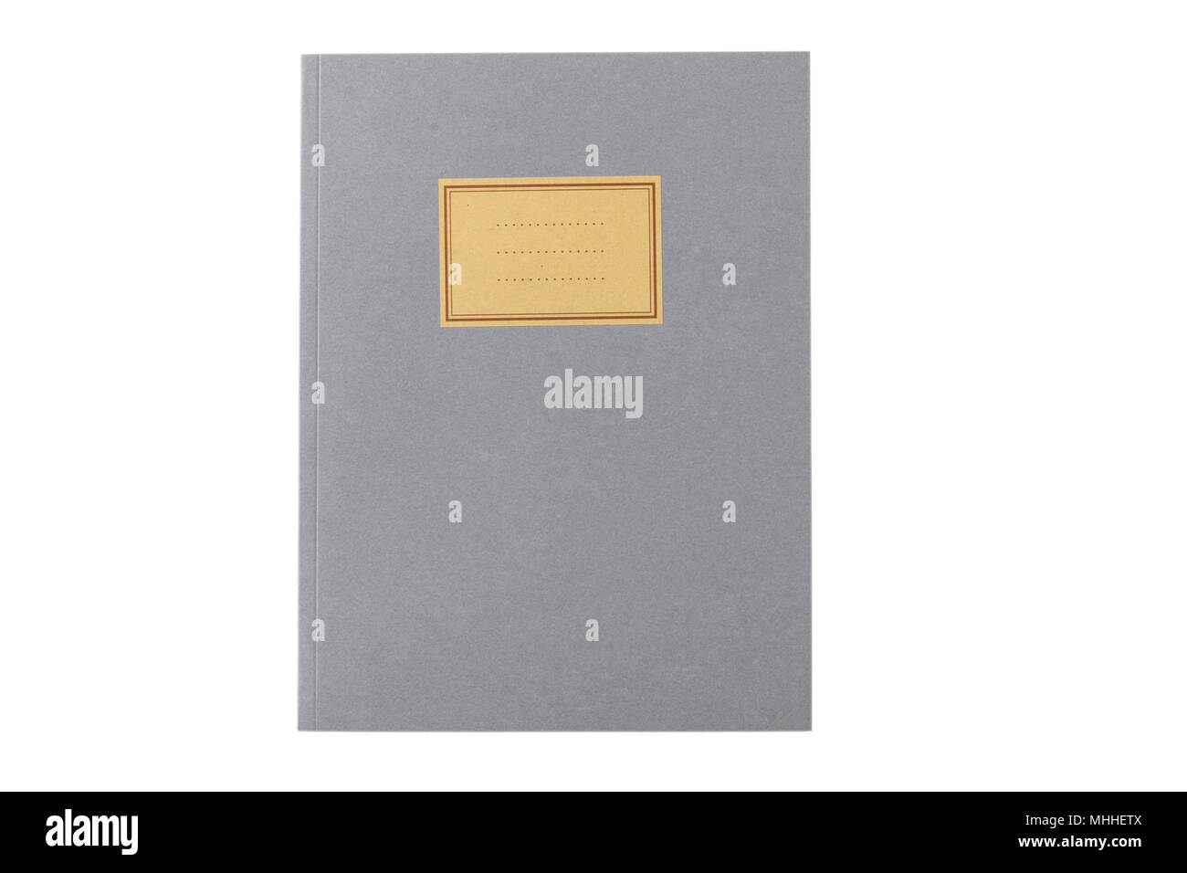 Grey school notebook or diary, old fashioned, isolated on white ...