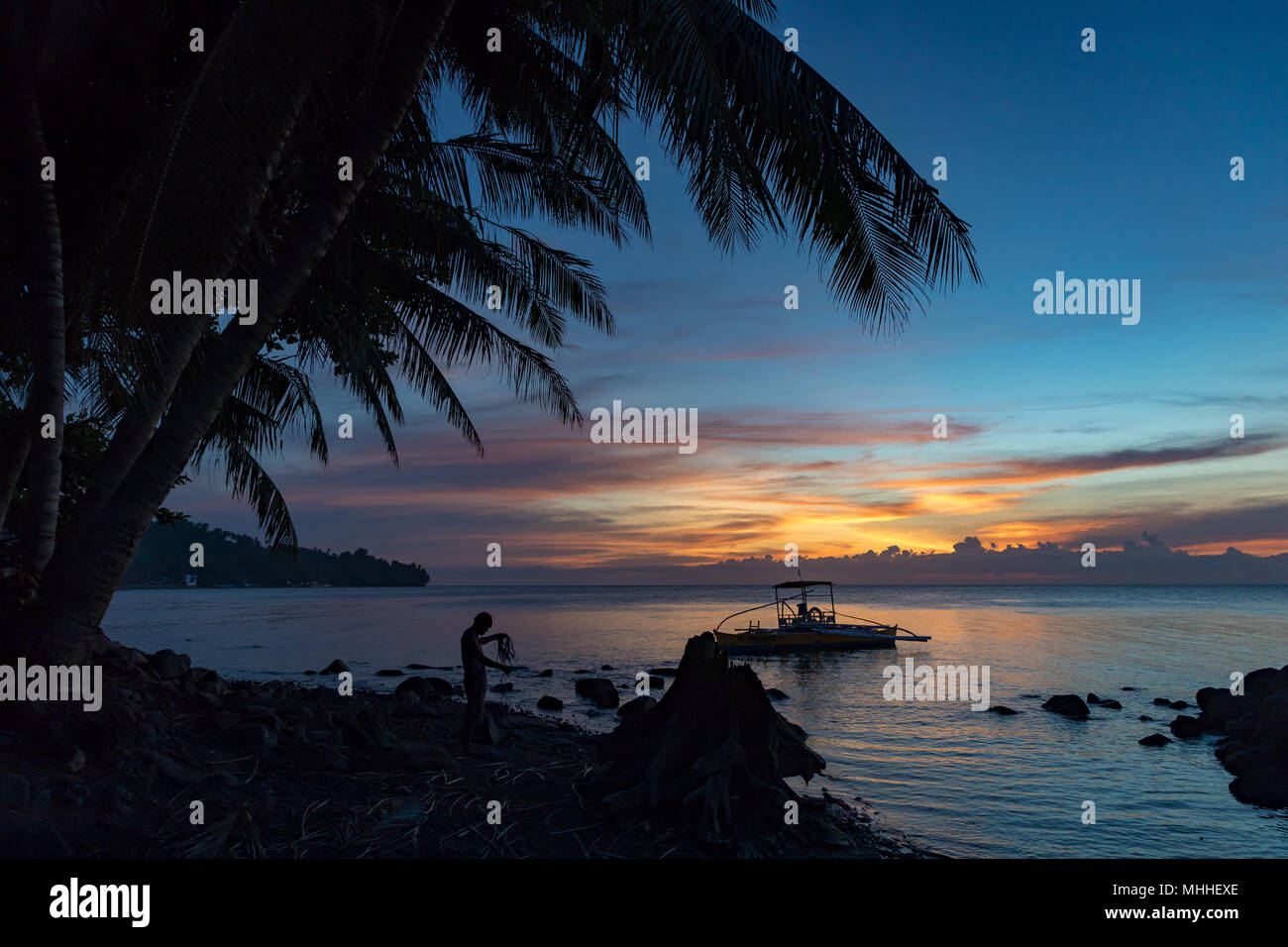 Mambajao Camiguin Philippines April 26, 2018 Sunset at Barangay Yumbing ...