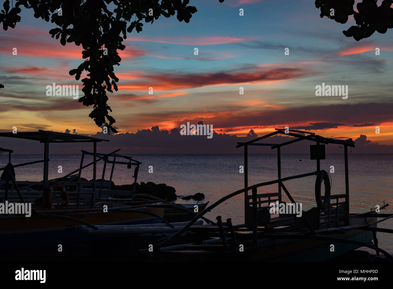 Mambajao Camiguin Philippines April 26, 2018 Sunset at Barangay Yumbing ...