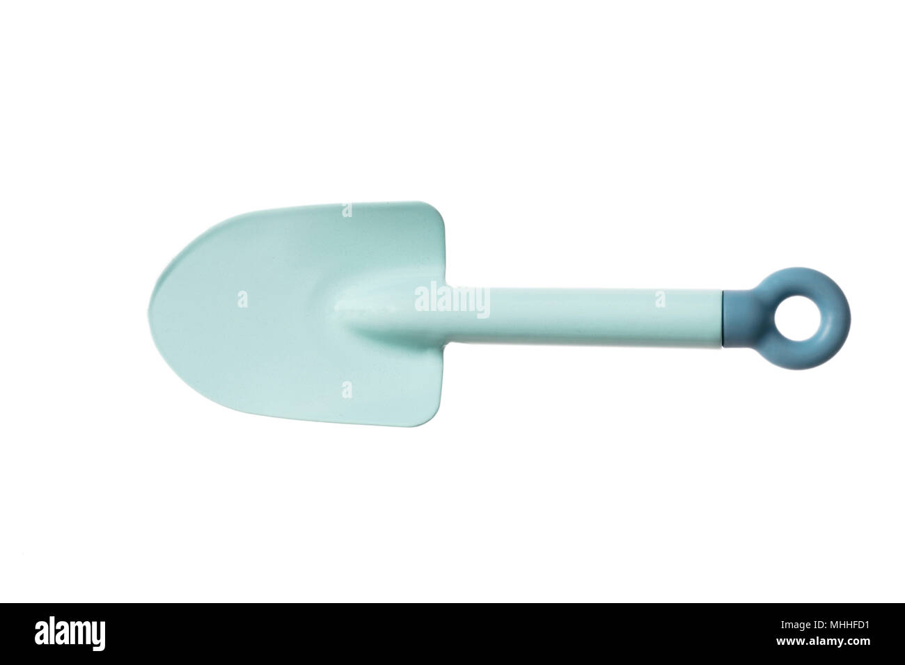 Kids gardening. Pastel blue metal shovel isolated on white background ...