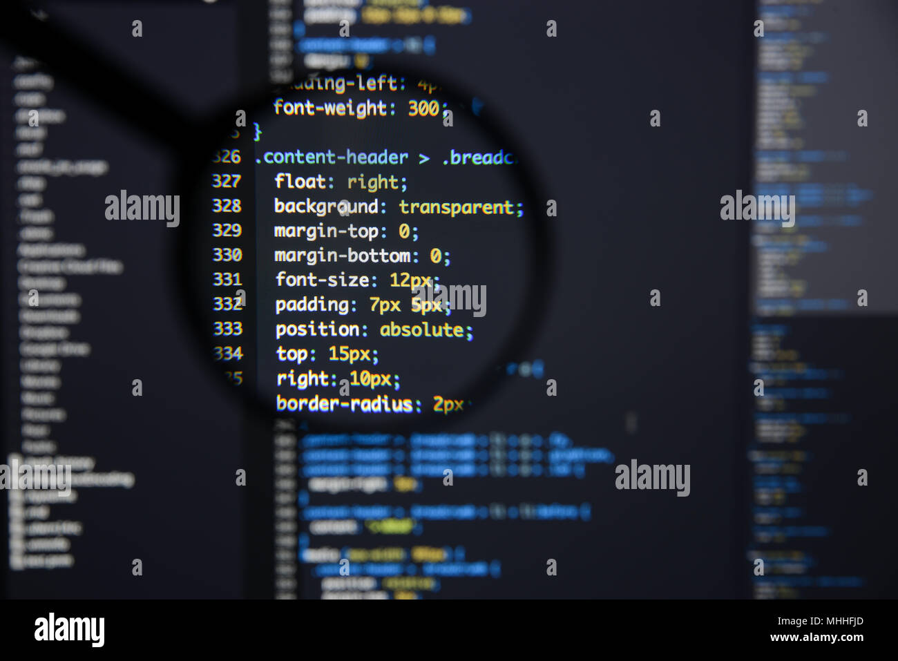 Real Css Code Developing Screen Programing Workflow Abstract Algorithm Concept Lines Of Css