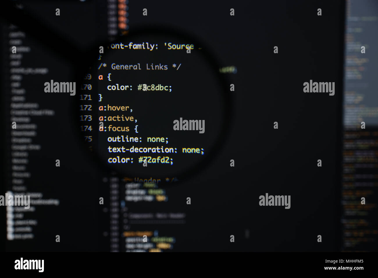 Real css code developing screen. Programing workflow abstract algorithm ...