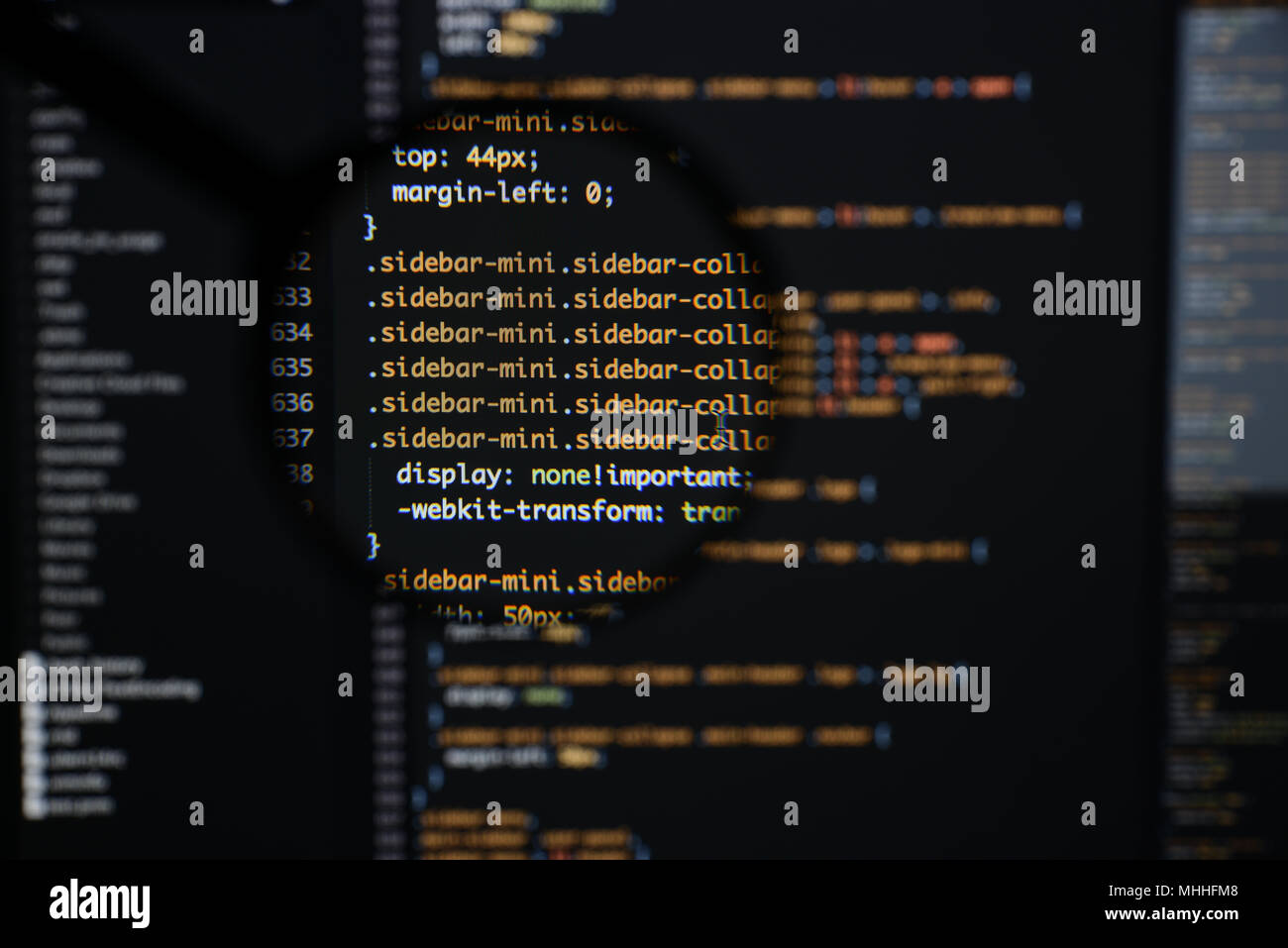 Real Css Code Developing Screen Programing Workflow Abstract Algorithm Concept Lines Of Css