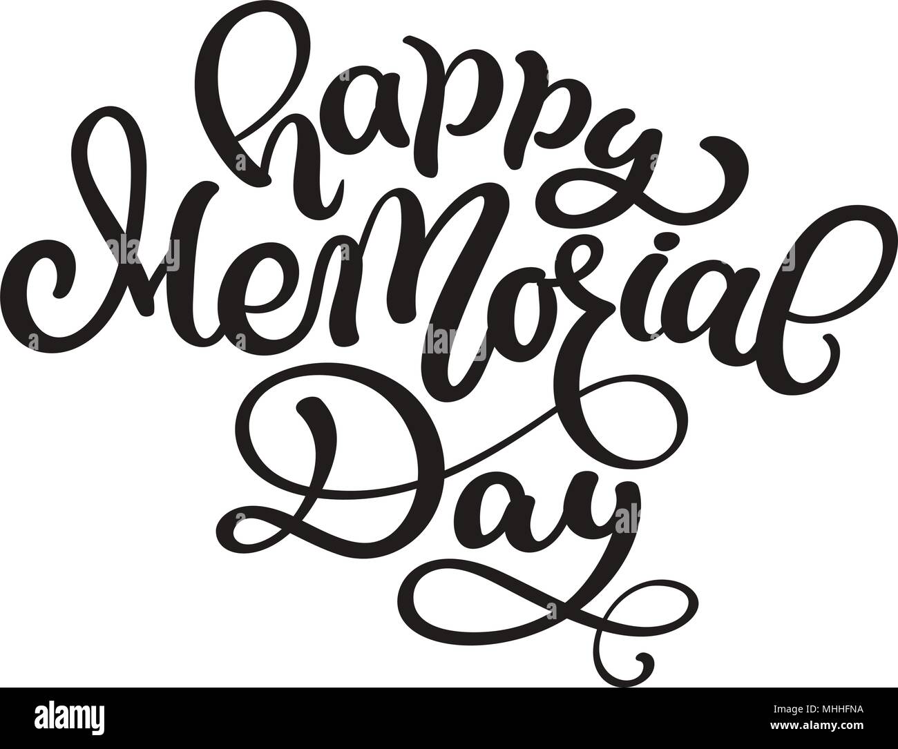 Hand written Vector calligraphy lettering text happy memorial day for ...