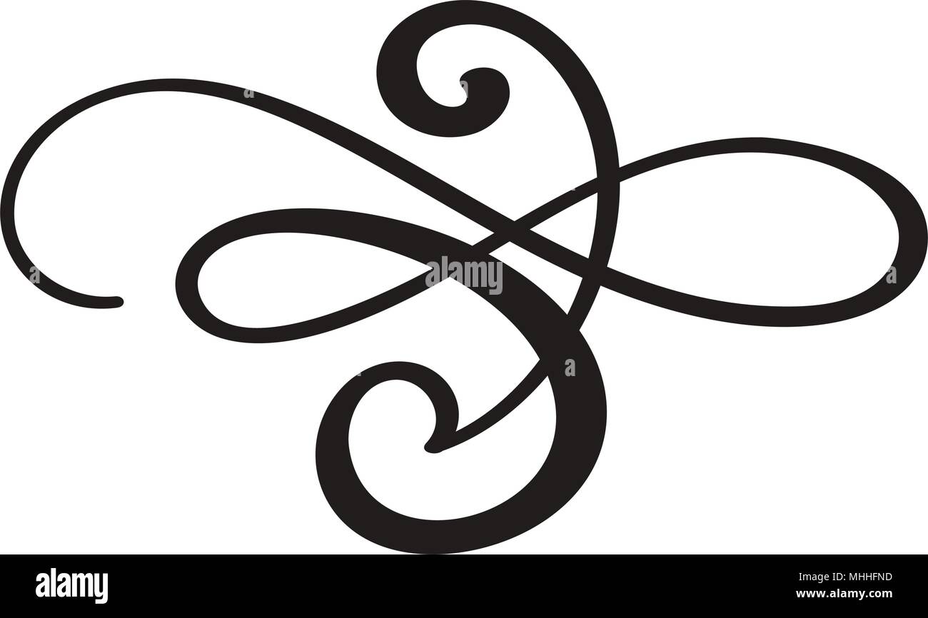 Flourish swirl ornate decoration for pointed pen ink calligraphy style ...