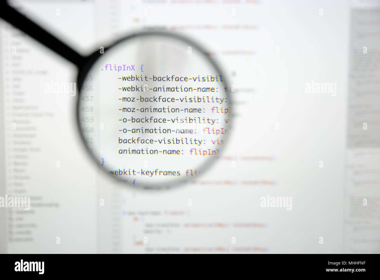Real css code developing screen. Programing workflow abstract algorithm ...