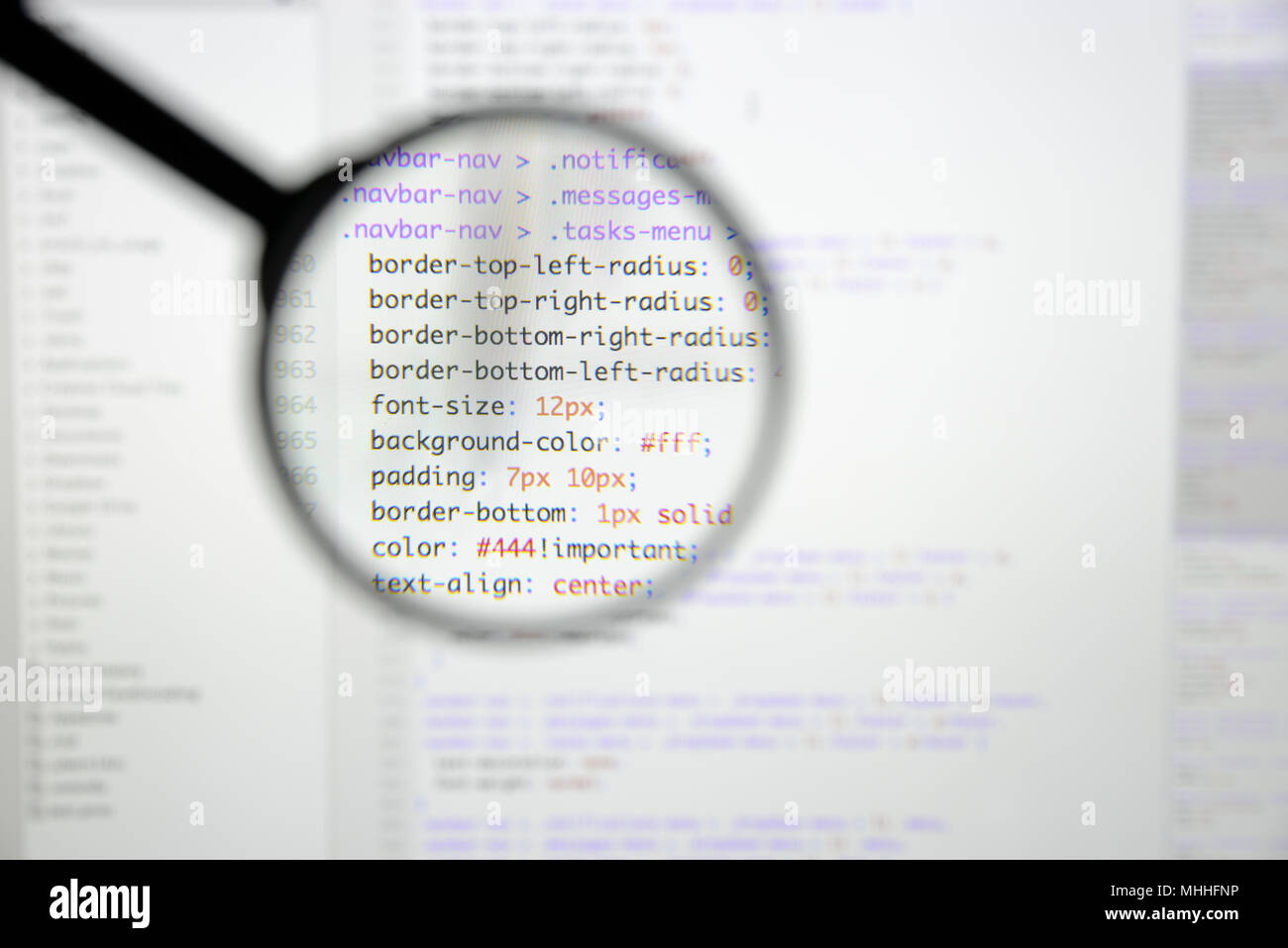 Real css code developing screen. Programing workflow abstract algorithm ...