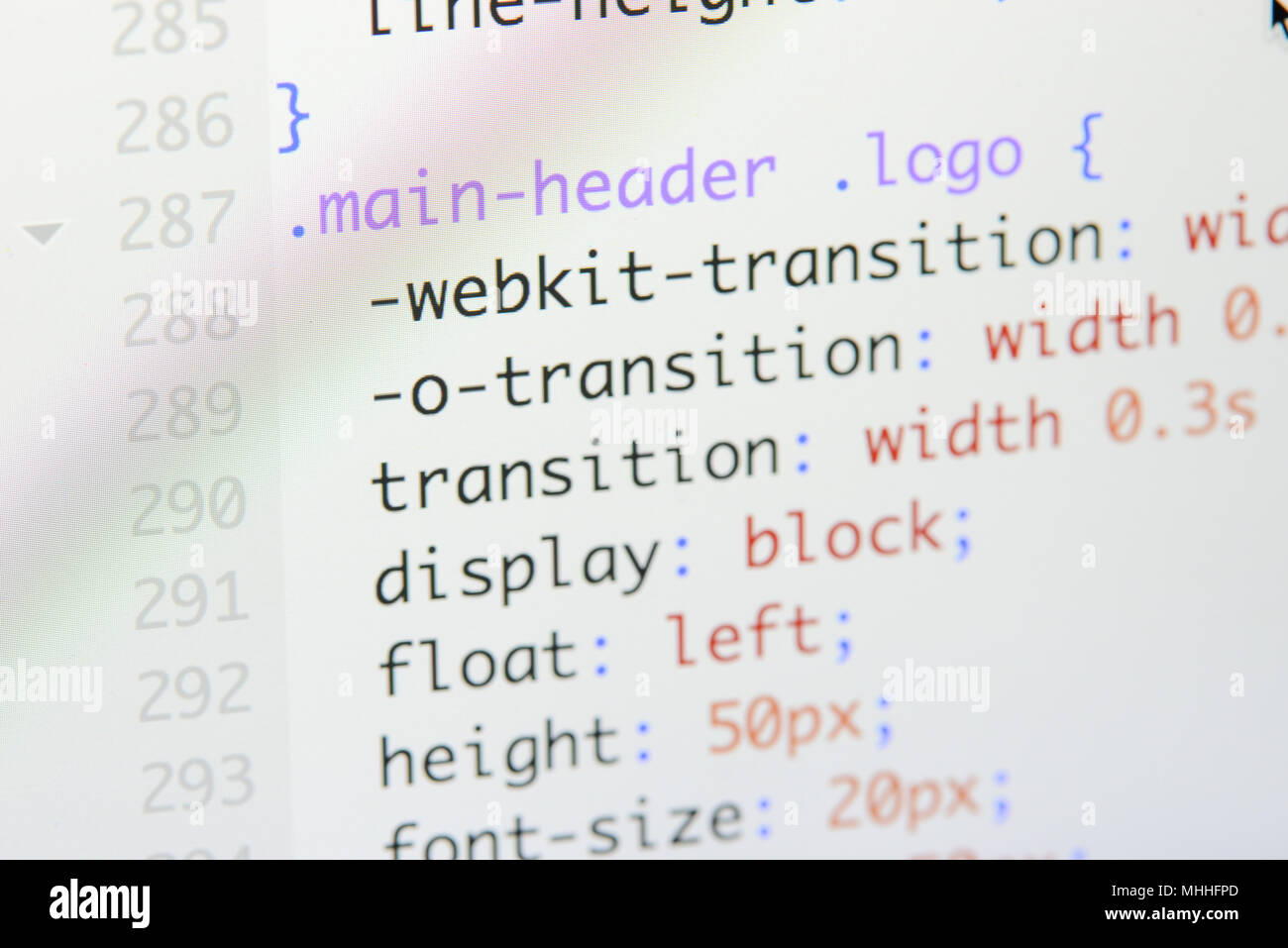 Real Css Code Developing Screen Programing Workflow Abstract Algorithm Concept Lines Of Css
