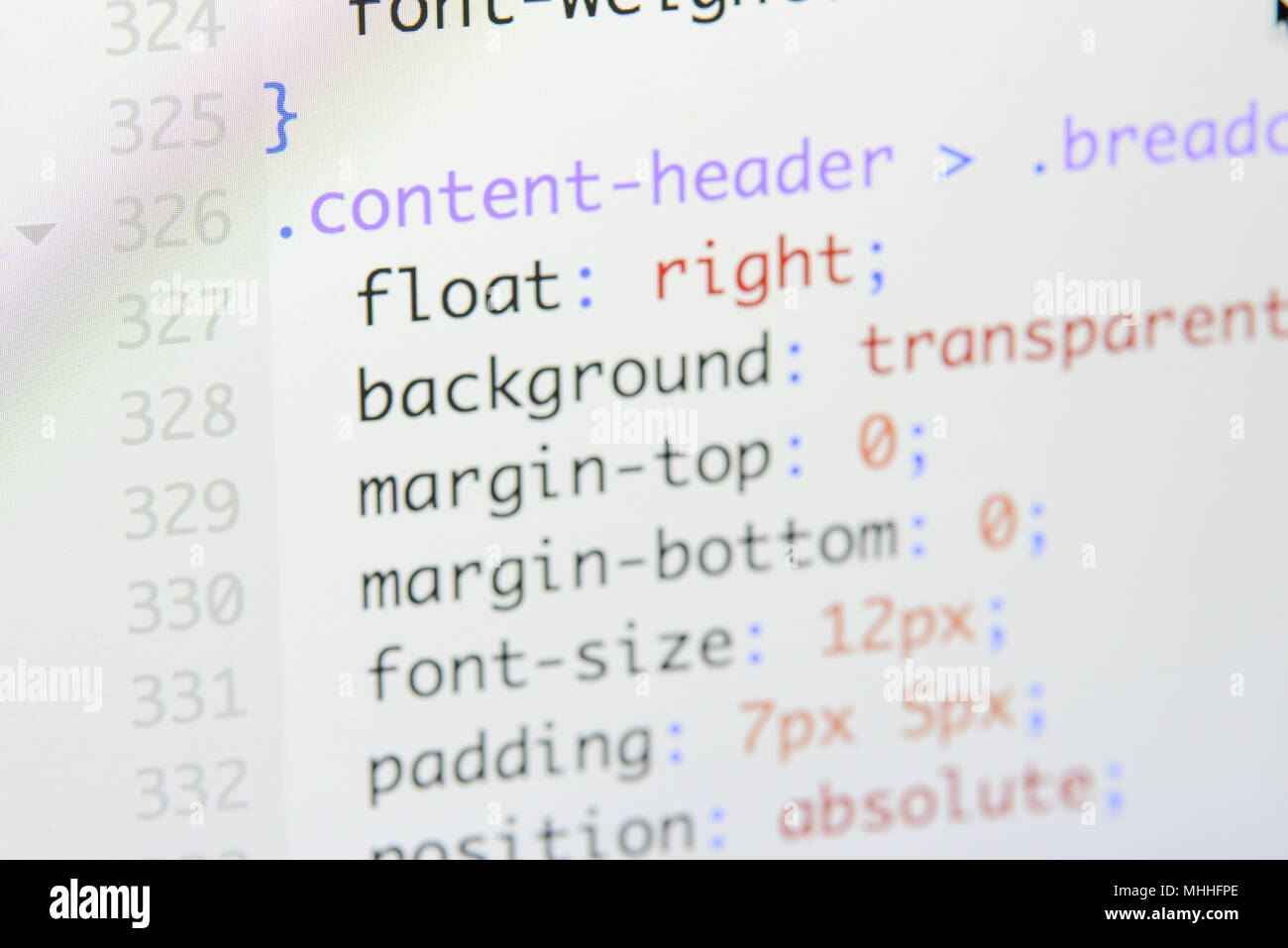Real Css Code Developing Screen Programing Workflow Abstract Algorithm Concept Lines Of Css