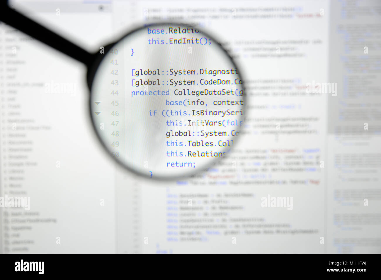 Real c# code developing screen. Programing workflow abstract algorithm ...