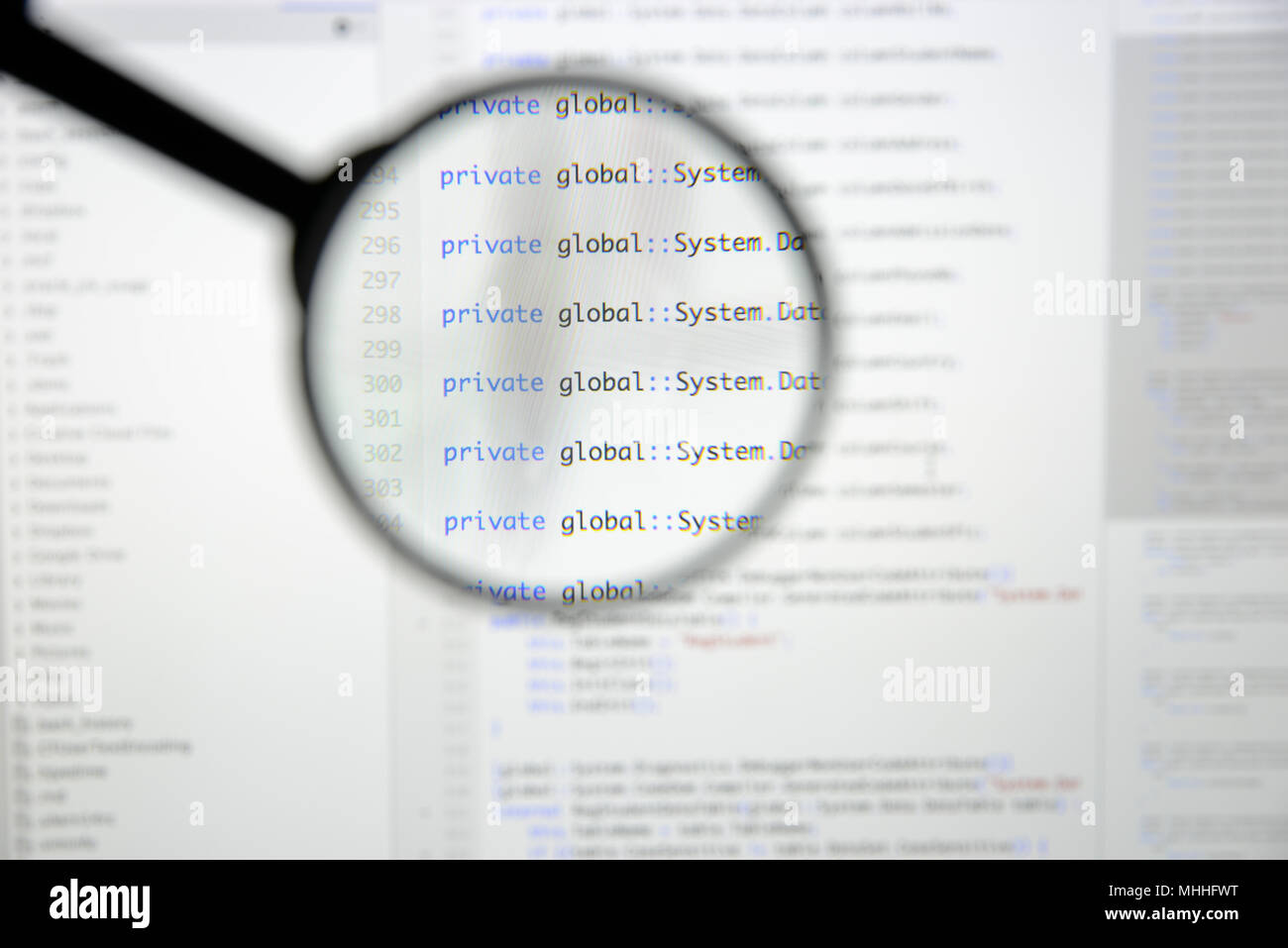 Real c# code developing screen. Programing workflow abstract algorithm ...