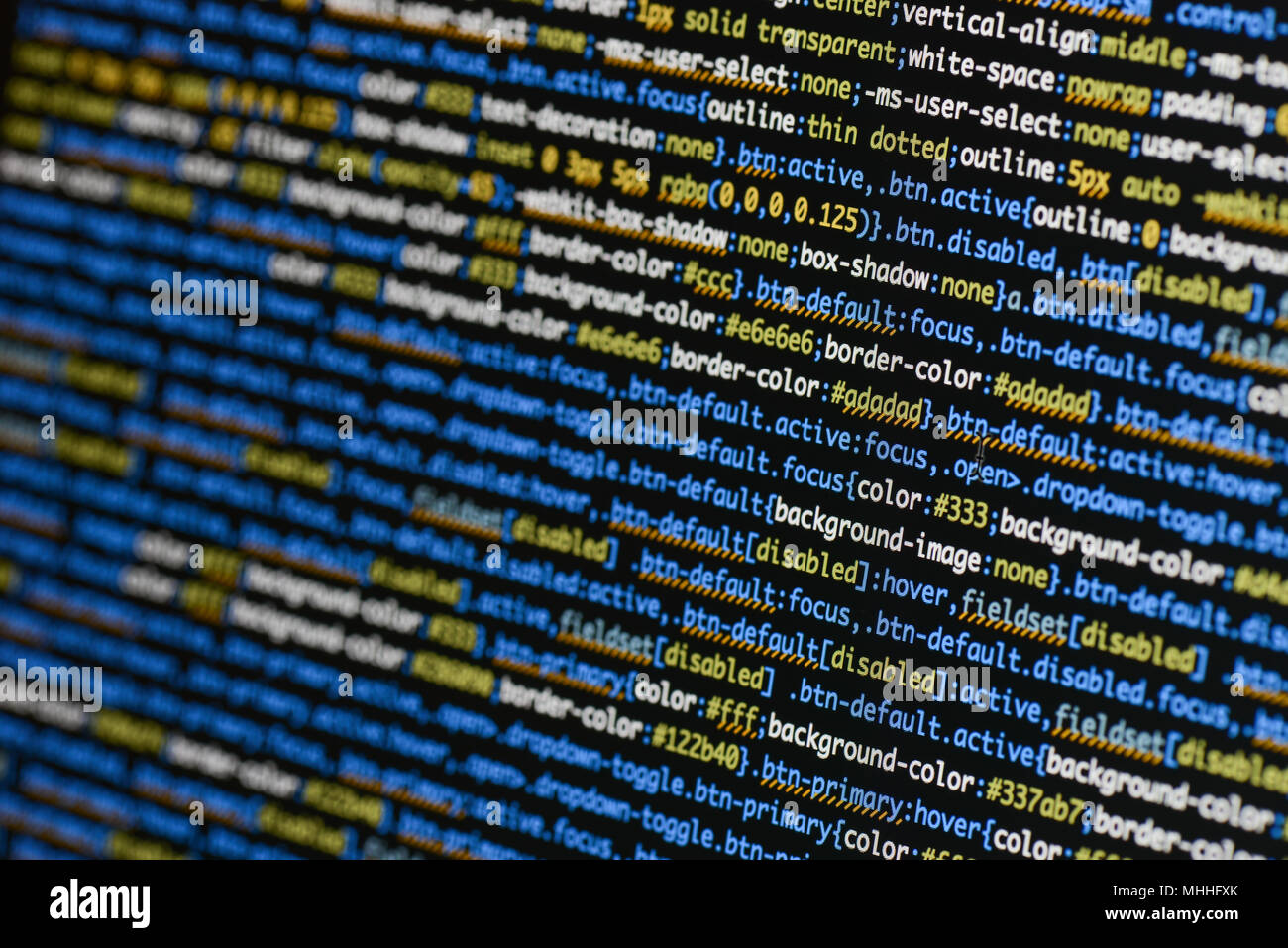 Real css code developing screen. Programing workflow abstract algorithm ...