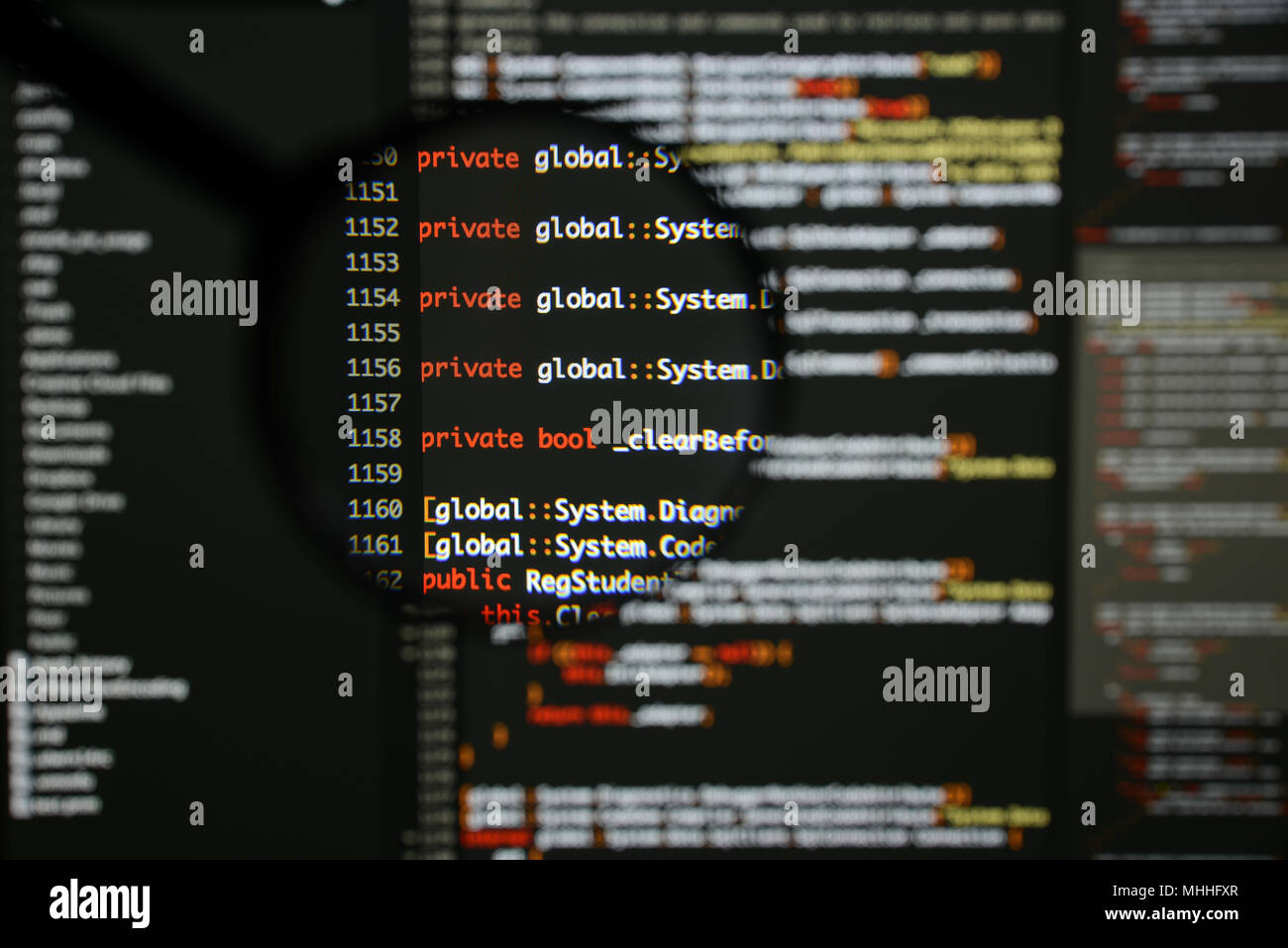 Real c# code developing screen. Programing workflow abstract algorithm ...