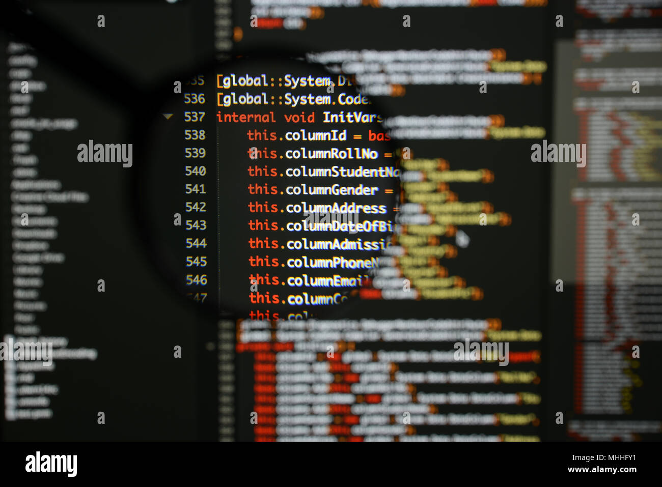 Real c# code developing screen. Programing workflow abstract algorithm ...